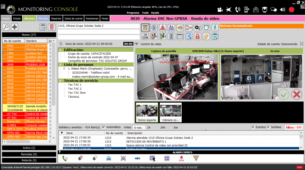 Videovigilancia con el software de monitoreo Kronos NET
